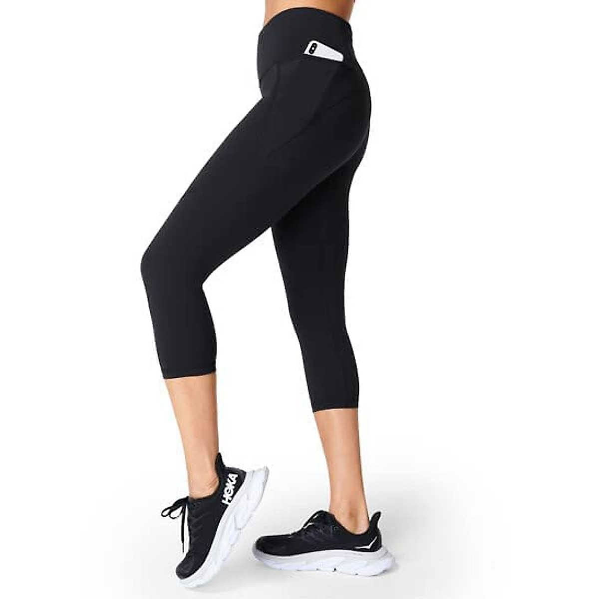 Sweaty Betty Womens Bum Sculpting Power Cropped Workout Leggings with Side and Back Pocket Size S Black