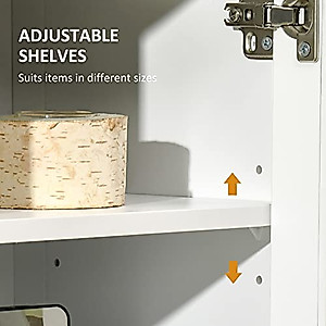 HOMCOM Coffee Bar Cabinet, Sideboard Buffet Cabinet, Kitchen Cabinet with Storage Drawers and Glass Door for Living Room, Entryway, White