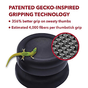 Setex Gecko Grip, 2 High Rise Thumbstick Grip Covers, for PlayStation PS5, PS4, Xbox One, Switch Pro, Steam Deck, Anti-Slip Microstructured Analog Stick Thumb Grips, Black, Covers Only