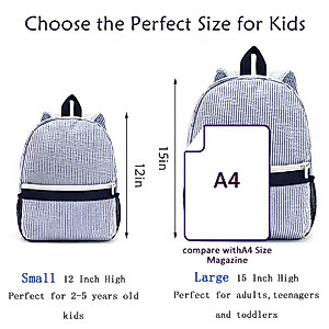 Toddler Backpack, Seersucker Gingham Kids Backpack for Boys and Girls, Preschool Kids Backpack, Lightweight Schoolbag for Child, Small(2-5 years)