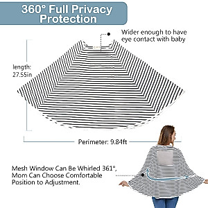 Baby Nursing Cover & Nursing Poncho - Multi Use Cover for Baby Car Seat Canopy, Shopping Cart Cover, Stroller Cover, 360° Full Privacy Breastfeeding Coverage, Baby Shower Gifts for Boy&Girl