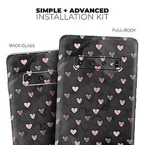 DesignSkinz Karamfila Marble & Rose Gold Hearts v11 Protective Vinyl Decal Wrap Skin Cover Compatible with The Samsung Galaxy S20 (Screen Trim & Back Glass Skin)