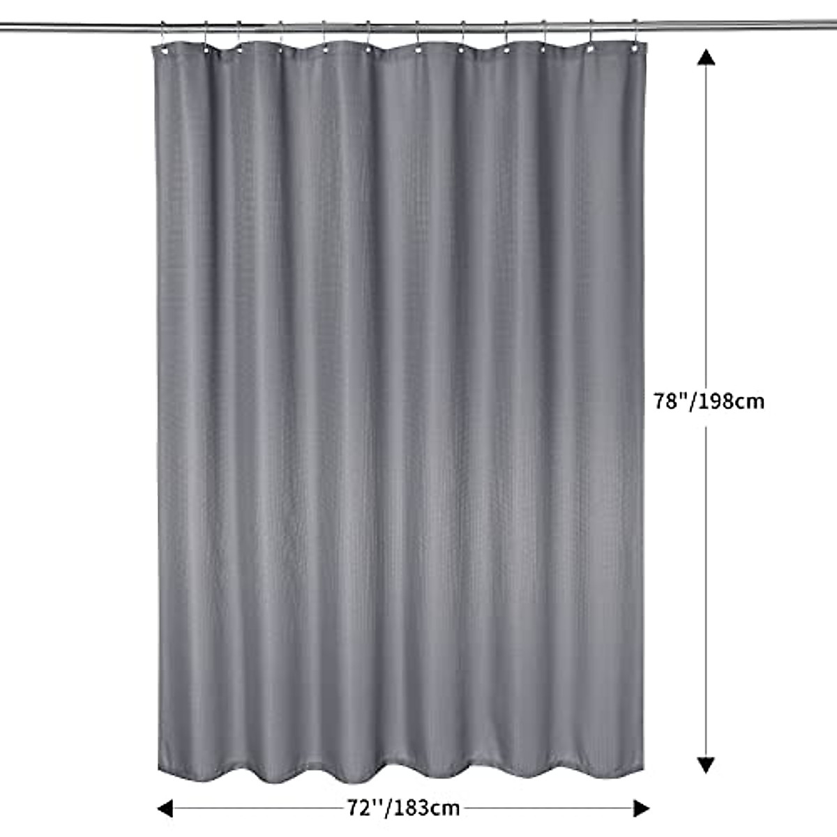 GlowSol Shower Curtain Waffle Weave Fabric Shower Curtain for Bathroom Water-Proof Shower Curtain with Grommet Grey Bathtubs Curtain 72"×78"