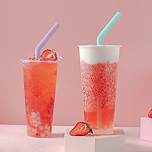 8Pcs Reusable Silicone Straws, Long Smoothie Drinking Straws with Cleaning Brushes for 20oz 30oz Tumblers, Milkshakes, Bubble Tea