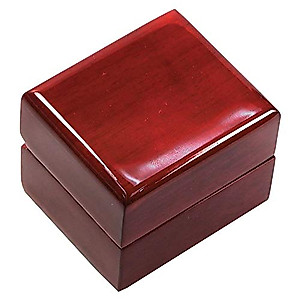 Regal Displays Elegant Rosewood Ring Box Premium Wooden Box with White Leather Interior and Metal Hinge (Ring)