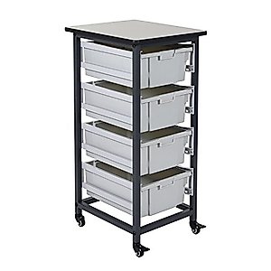 LUXOR MBS-SR-4L Mobile Bin System - Single Row Gray 20 L x 17 125 W x 37 5 H