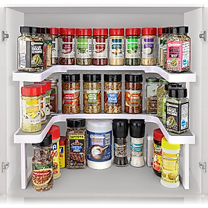 Spicy Shelf - Expandable 2 Tiered Spice Rack Organizer for Cabinet & Pantry - Kitchen Seasoning Organizer - Cabinet Spice Racks for Inside Cabinets - Seasoning Organization Storage Shelf