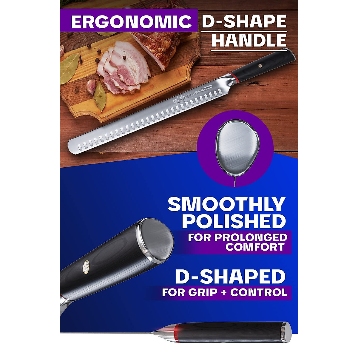 Dalstrong Slicing & Carving Knife - 12 inch Slicer - Phantom Series - Japanese High-Carbon AUS8 Steel - Pakkawood Handle - Kitchen Knife - Brisket Knife - Sheath Included