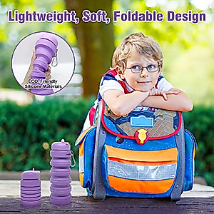 Luuttle Collapsible Water Bottle Reusable Silicone Purple Water Bottles for Travel Sports Gym Camping Hiking 20oz BPA Free