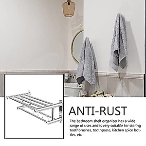 Stainless Steel Towel Rack Hanging Wall Basket Kitchen Shelf Bathroom Shelf Organizer Kitchen Storage Rack Soap Dish Holder Shelf Bathroom Shower Towel Wall Rack Bathroom Organizer