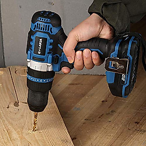 G LAXIA 20V Lithium Ion 2-Speed Cordless Drill Driver with Variable Speed, Max Torque(50N.m), 21+3 Clutch, 1/2 inch Keyless Chuck, Built-in LED, Metal Belt Clip, 2.0Ah Battery & 1 Fast Charger