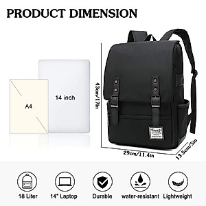 15.6 inch Laptop Backpack College School Backpacks for Women Men Work Business School Travel (Black)