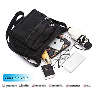 Collsants Small Nylon Crossbody Bag for Women Everyday Purse Travel Shoulder Bag Multi Pocket