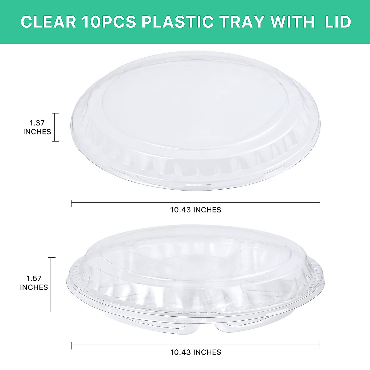 Gransuncy 10 Pcs Round Appetizer Serving Trays Disposable Food Storage Containers