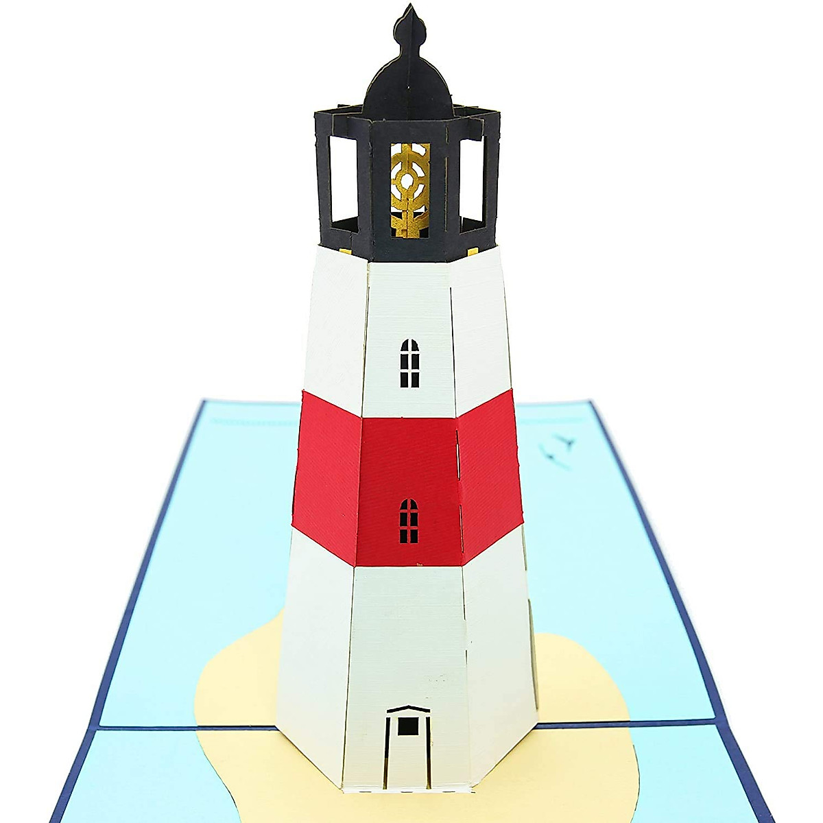 PopLife Lighthouse Island 3D Pop Up Greeting Card for All Occasions - Travellers, Coastal and Adventure Lovers - Folds Flat for Mailing - Birthday, Mother’s Day, Graduation, Retirement, Anniversary