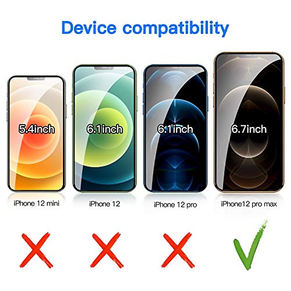Intermerge 2 Pack Privacy Screen Protector for iPhone 12 Pro Max, Premium 4D Curved Edge to Edge Full Coverage Privacy Tempered Glass Screen Protector for Apple iPhone 12 Pro Max