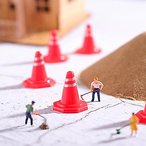 Toddmomy 50pcs Miniature Traffic Safety Cones with Reflective Collars Unbreakable PVC Orange Construction Cones for Micro Landscape Sand Table Toy