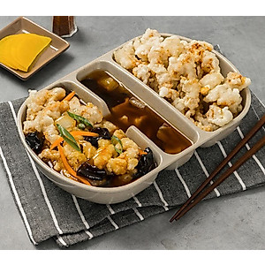 LOVENATURE Korean Tteokbokki Plate Set, Melamine Korean Traditional Snack Dinnerware,Indoor and Outdoor Party Dish, Dipping and mixing bowl. 부먹찍먹 그릇,떡볶이 분식세트