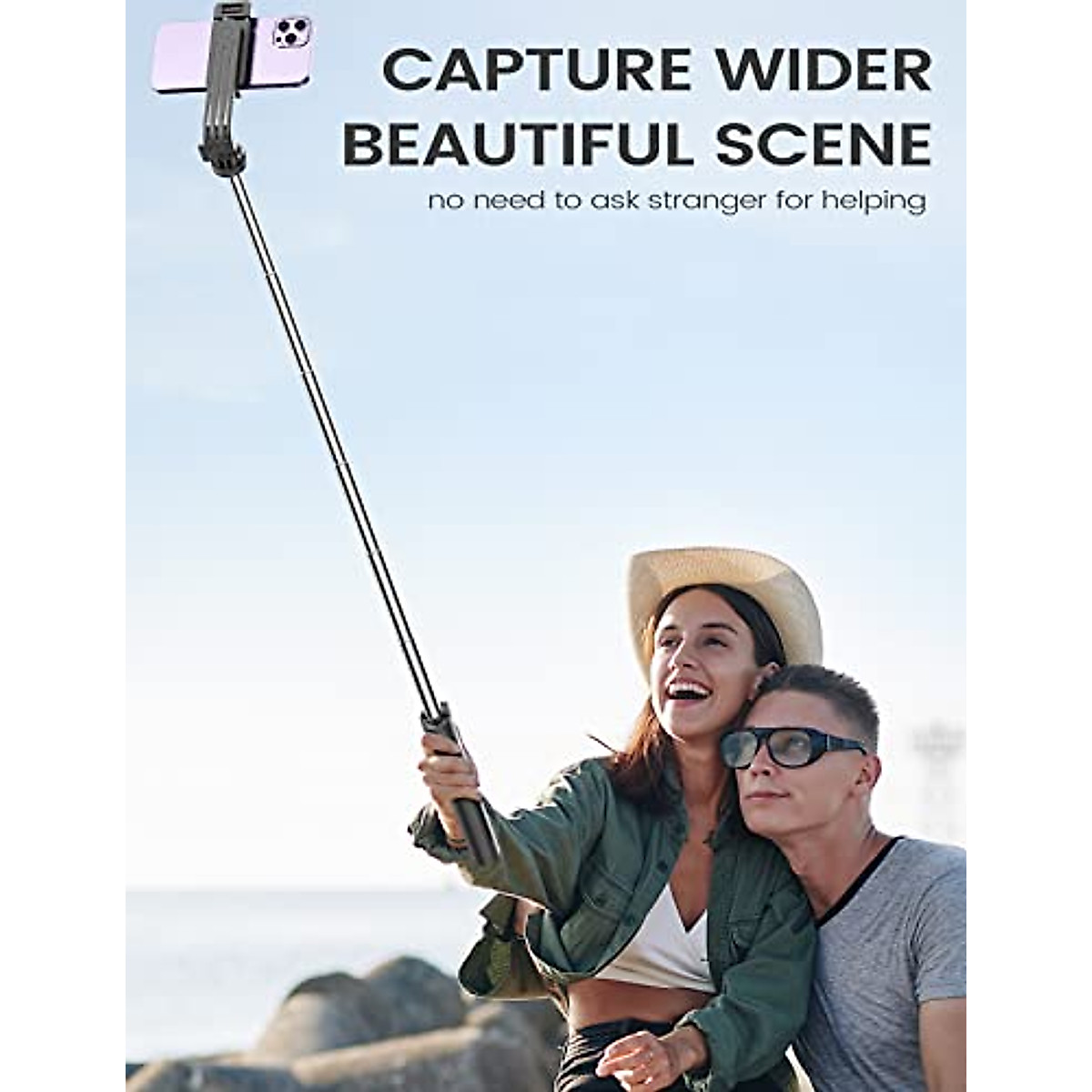 ANXRE Selfie Stick Phone Tripod with Remote, 50 inch Portable 5 in 1 Selfie Stick Phone Tripod, Wireless Selfie Stick Tripod for Cell Phone Compatible with iPhone 15/14/13 Pro Max Gopro Android