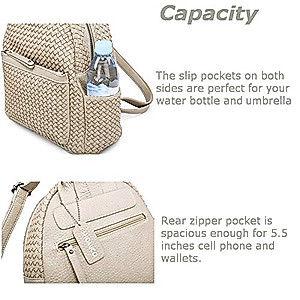 SHOMICO Women Backpack Purse Woven Trendy Stylish Casual Dayback Handbag (Large Beige Woven)