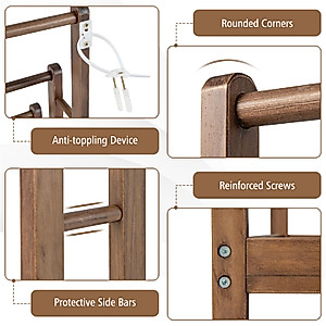 Giantex Towel Rack for Bathroom - 3 Tier Freestanding Towel Racks with Storage Shelf, Wood Hand Towel Drying Stand, Blanket Holder for Living Room, Laundry Room, 18" L x 9" W x 34" H (Rustic Brown)