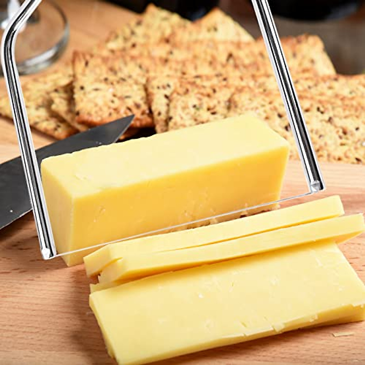 WXJ13 3 Pcs Cheese Cutter Butter Slicer Divider Stainless Steel Cheese Slicer With Cord Kitchen Slicing Knife for Bread Cake Cheese Butter Cutting