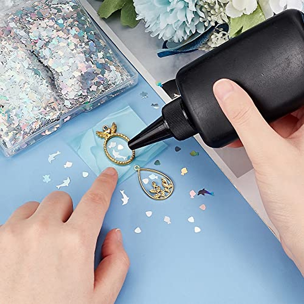 OLYCRAFT 48g 4 Styles Ocean Theme Nail Sequins Nail Art Glitter Sequin Dolphin Fish Resin Epoxy Fillters Art Craft Paint Glitters for DIY Crafting Nail Art Phone Case Manicure Decorations