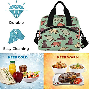 Glaphy Raccoon Cartoon Lunch Bag Insulated Lunch Box Tote Food Container Meal Prep Cooler Handbag