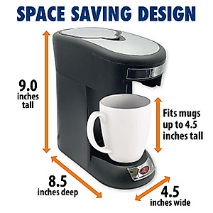 Café Valet Single Serve Coffee Maker, Brews 10 Ounces of Coffee or Hot Water, Compatible Coffee Packs