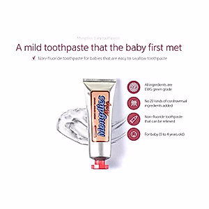 Mongdies Baby Raspberry Toothpaste Helps Remove Plaque and Includes Vitamin B6 to Prevent Gum Disease Fluoride Free (5pcs)