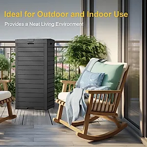 KFY 31-Gallon Outdoor Trash Can with lid, Waterproof, UV-Resistant Resin Garbage Can, Lockable Lid and Drip Tray, Animal-Proof, for Patio, Kitchen, Backyard and Deck