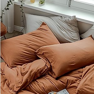 DONEUS Jersey Knit Pillowcases Burnt Orange Pillowcases King Size Pillow Case Set of 2, Ultra Soft and Breathable Envelope Closure Pillowcase, 20x36 inches
