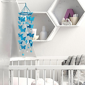 Baby Crib Mobile, Cute Butterfly Wind Chime, Handmade Felt Ball Mobile Ceiling Mobile Hanging Decoration for Newborn Nursery, Baby Nursery Room Decor(Pink)