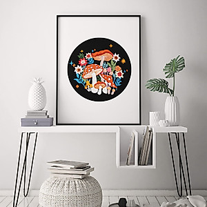 Louise Maelys Mushroom Embroidery Kits for Beginners with Art Night Pattern,Adults Starter Cross Stitch Kit DIY Needlepoint