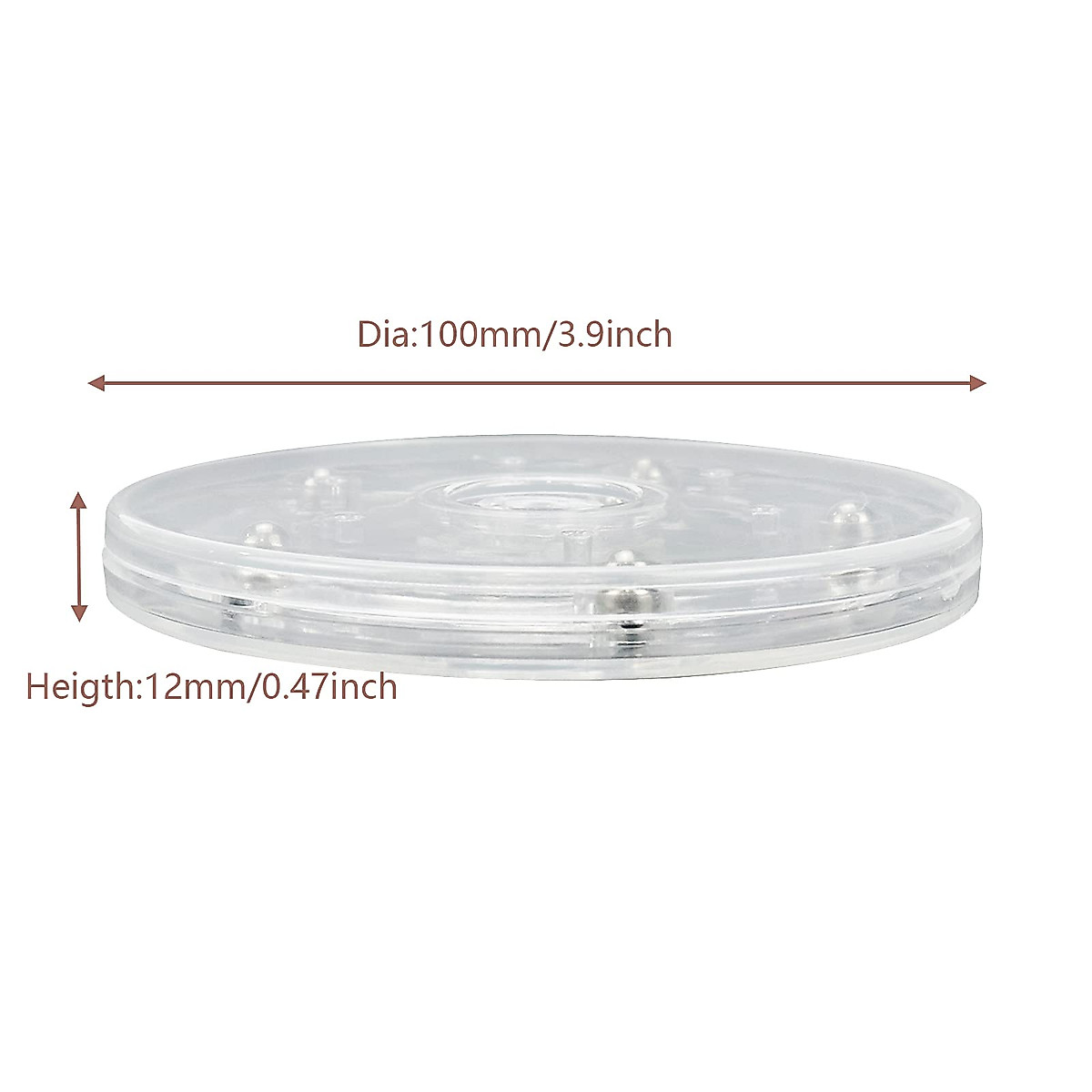 Savagrow 4pcs Acrylic Plastic Turntable 3.94" Clear White Lazy Susan Turntable Organizer for Kitchen Cabinets Spice Rack Table Cake