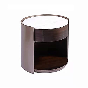 HIGOH Bedside Table Round White Wooden one Drawers Bedside Cupboard Cabinet Bed Cabinet