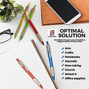Lortek (50 Pcs Eco Friendly Ballpoint Writing Pens – Medium Point, Black Ink for Note Taking, Journaling, Planners, School, Work, Home – Made From Wheat Straw and Recycled Plastic