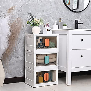 Chemailon Storage Bin with Lid,29 Qt Clear Plastic Toy Organizer Box with Wheels and Visible Clear Door for Home Closet 9.4 x 11.4 x 15.7 Inches 2 Pack