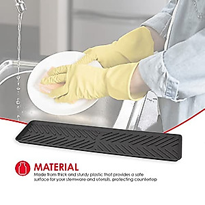 Home Basics Ridged Plastic Non-Skid Dish Drying Mat, Grey (1)