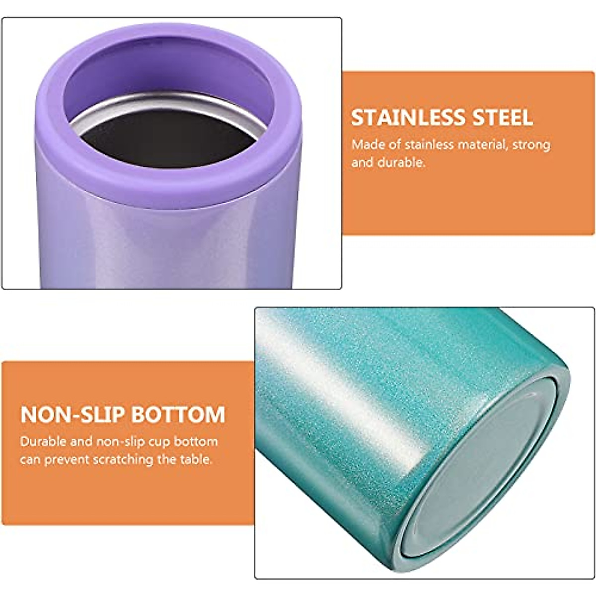 BESTonZON 3pcs Insulated Soda Reusable Personalized Cans Wraps Weddings Coke Vacuum Beer As Metal Color Mug Events Nonslip Portable Double- Walled Bar Wine Protectors Bottle Collapsible