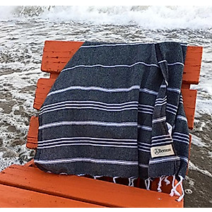 Bersuse 100% Cotton Anatolia Turkish Hand Towel - 23x43 Inches, Black