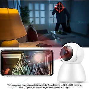 Tosuny WiFi IP Babycam 1080P Video Baby Monitor Wireless 2-Way Intercom Baby Care Monitor Indoor PTZ Home Security Camera, Support PIR Motion Detection/Loop Recording (US)