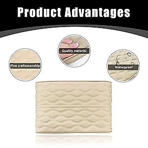 Augeny Car Center Console Cushion Pad, Memory Foam Leather Auto Armrest Box Mat, Four Seasons Universal Waterproof Armrest Cover, Car Interior Decor Accessories for Most Vehicles (Wave, Beige)