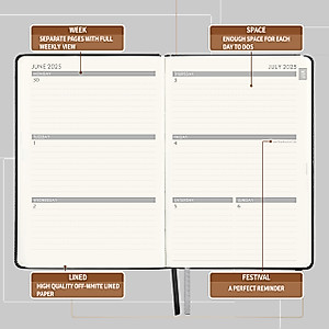 2023 Planner - Planner 2023 with Pen Loop, to Achieve Your Goals & Improve Productivity, January 2023 - December 2023, Thick Paper, Inner Pocket, 5.75" x 8.25", Black