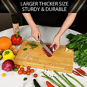 Gold Armour Extra Large Bamboo Cutting Board - Kitchen Chopping Board for Meat Cheese and Vegetables, Butcher Block (18 x 12in)