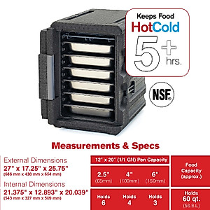 METRO Mightylite ML400-BL Insulated Front-Load Pan Carrier, Black