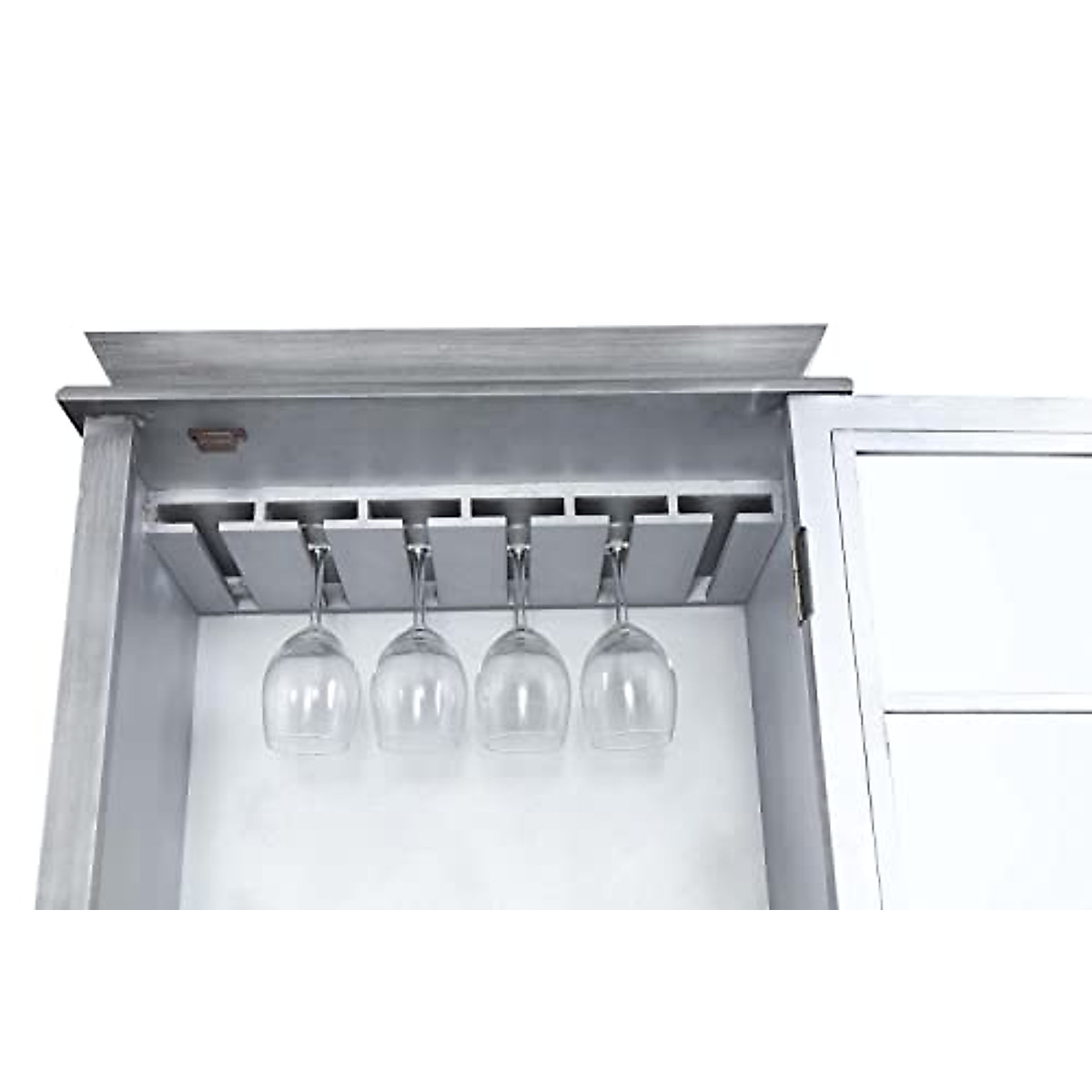 Convenience Concepts Gold Coast Serving Bar, Antique Silver / Mirror