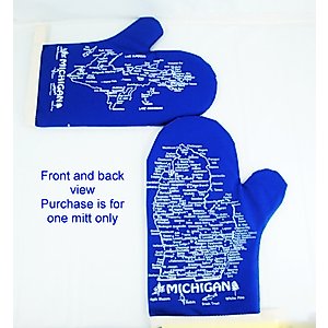 Professional S Michigan Oven Mitt-Upper & Lower Peninsula Map-Blue-Qty-1