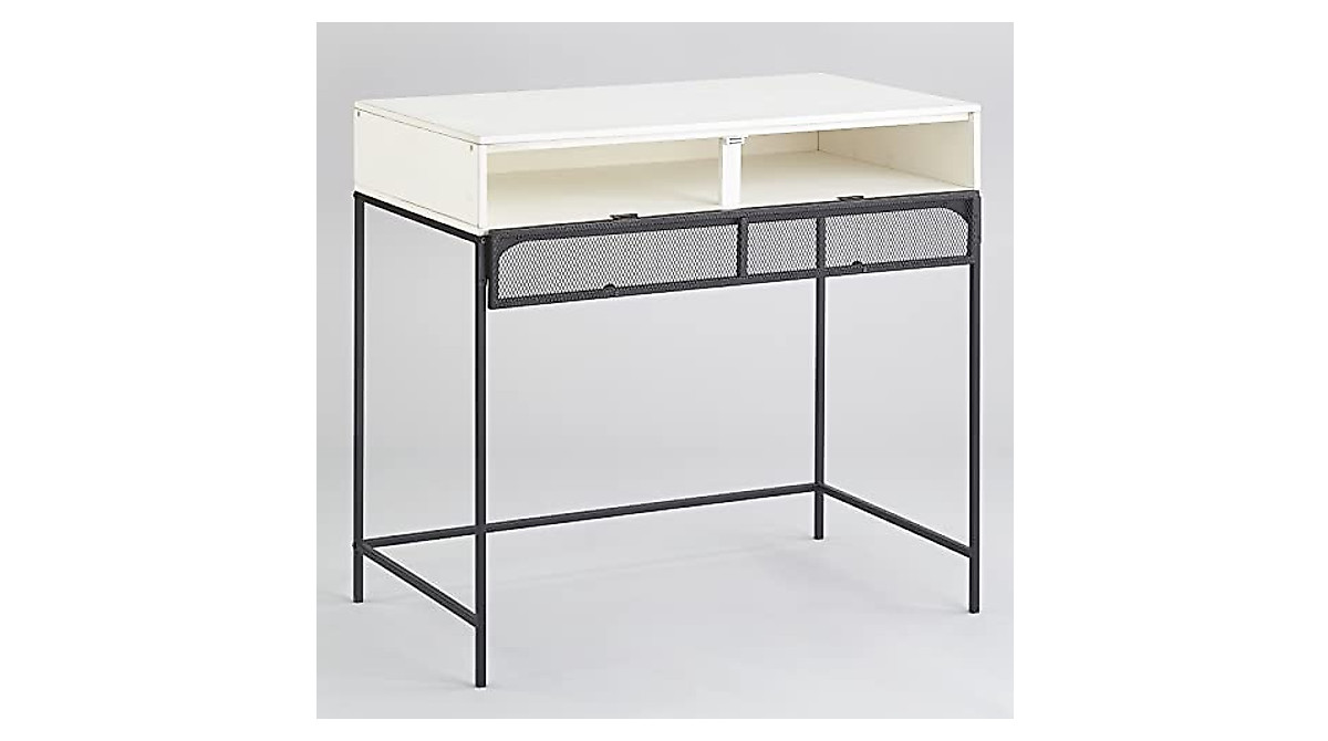 Farmhouse Office Desk - Rustic White Desk with Storage
