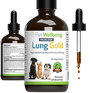 Pet Wellbeing Lung Gold for Dogs & Cats - Vet-Formulated - Lung & Respiratory Immune Support, Open Airways, Easy Breathing - Natural Herbal Supplement 4 oz (18 ml)